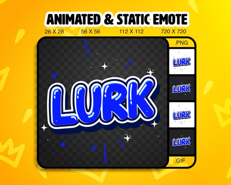 Animated Blue LURK Text Twitch Emote / Static & Animated Twitch Emote ...