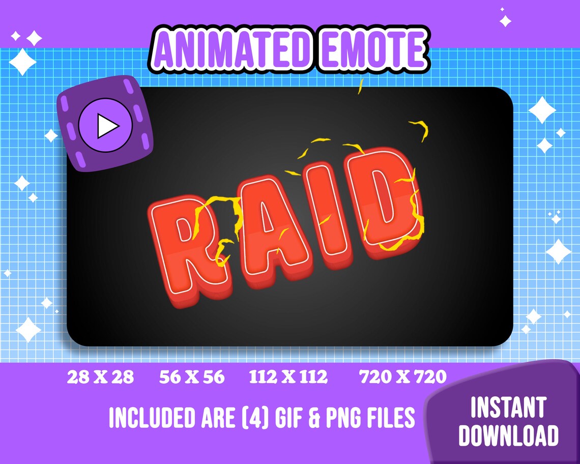 Animated Emote Electric RAID / Static & Animated Emote / | Etsy Canada