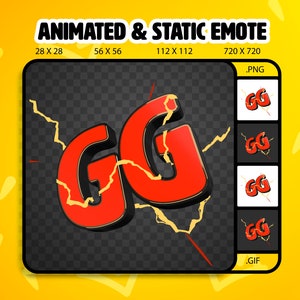 3D Animated Emote RED Electric GG / Static & Animated Twitch Emote ...