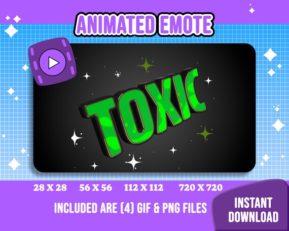 3D Animated Toxic TEXT Twitch Emote / Toxic Text Animated & | Etsy