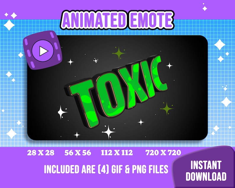 3D Animated Toxic TEXT Twitch Emote / Toxic Text Animated & | Etsy