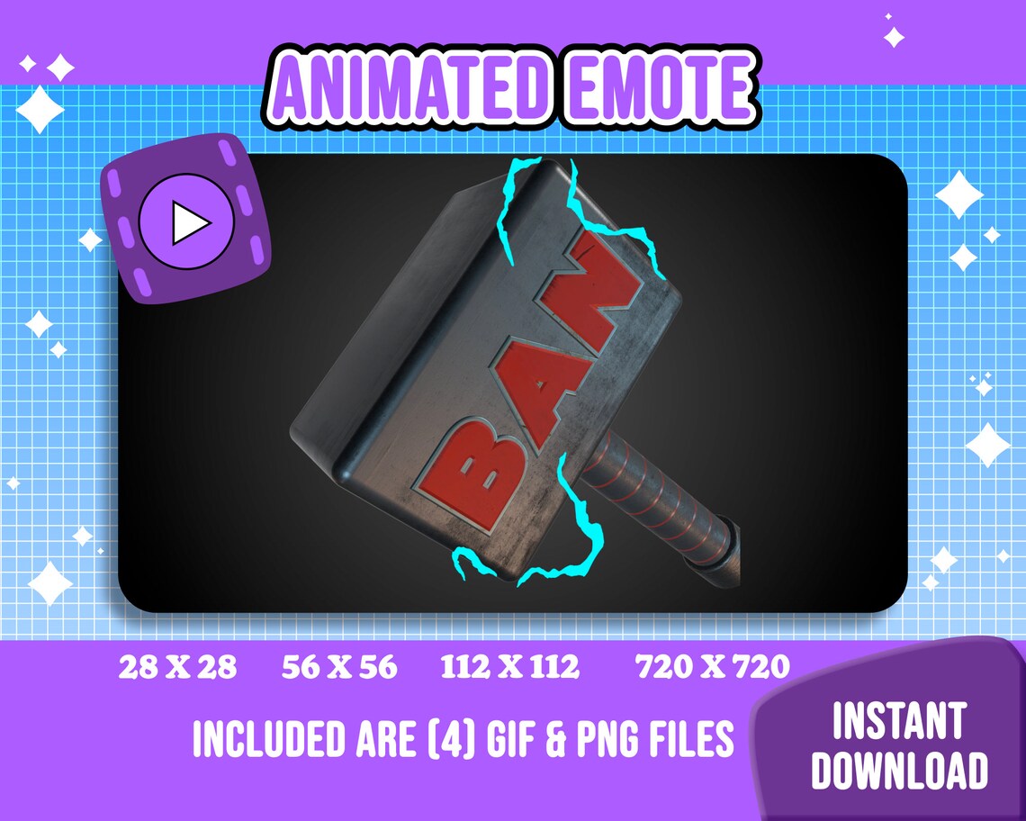 3D Animated BAN HAMMER Emote / Static & Animated Emote / Streamtastic ...
