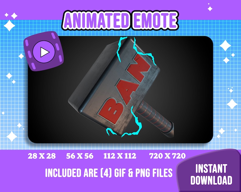 Animated Ban Hammer Emote: GIF and PNG Files (instant Download) - Etsy