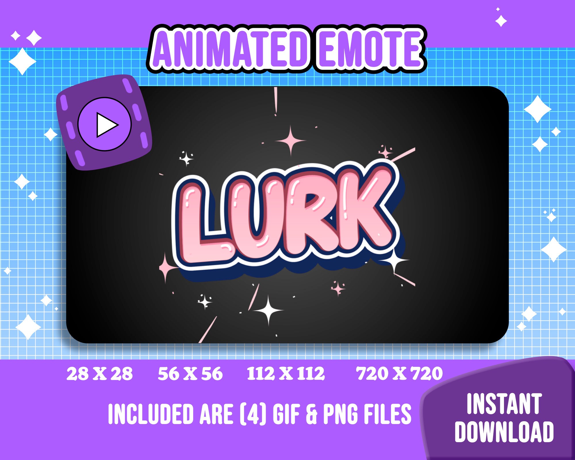 Animated Pink LURK Text Twitch Emote / Static & Animated Twitch Emote ...