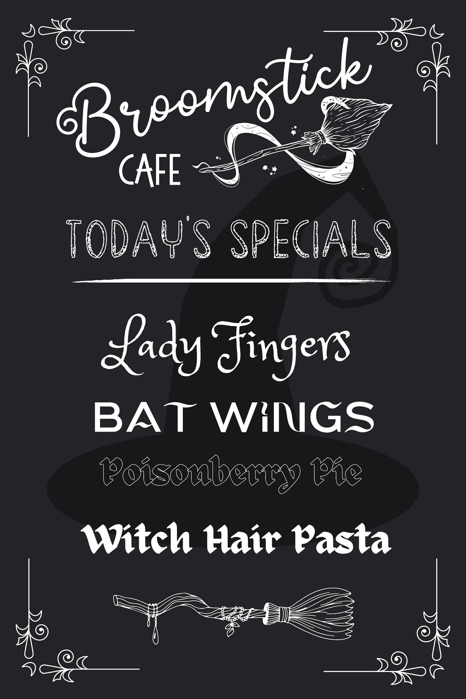 Broomstick Cafe, Witch Menu Instant Download, Halloween Decoration ...