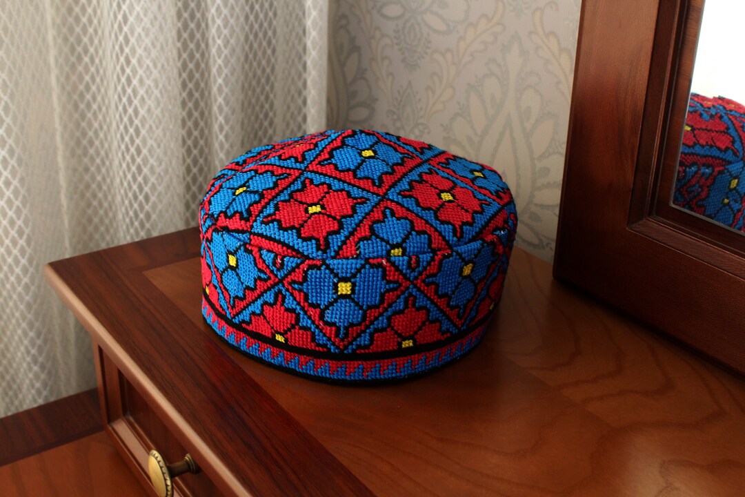 Uzbek Embroidered Skull-cap 23.2/59cm/ethnic Kufi Hat/handmade ...