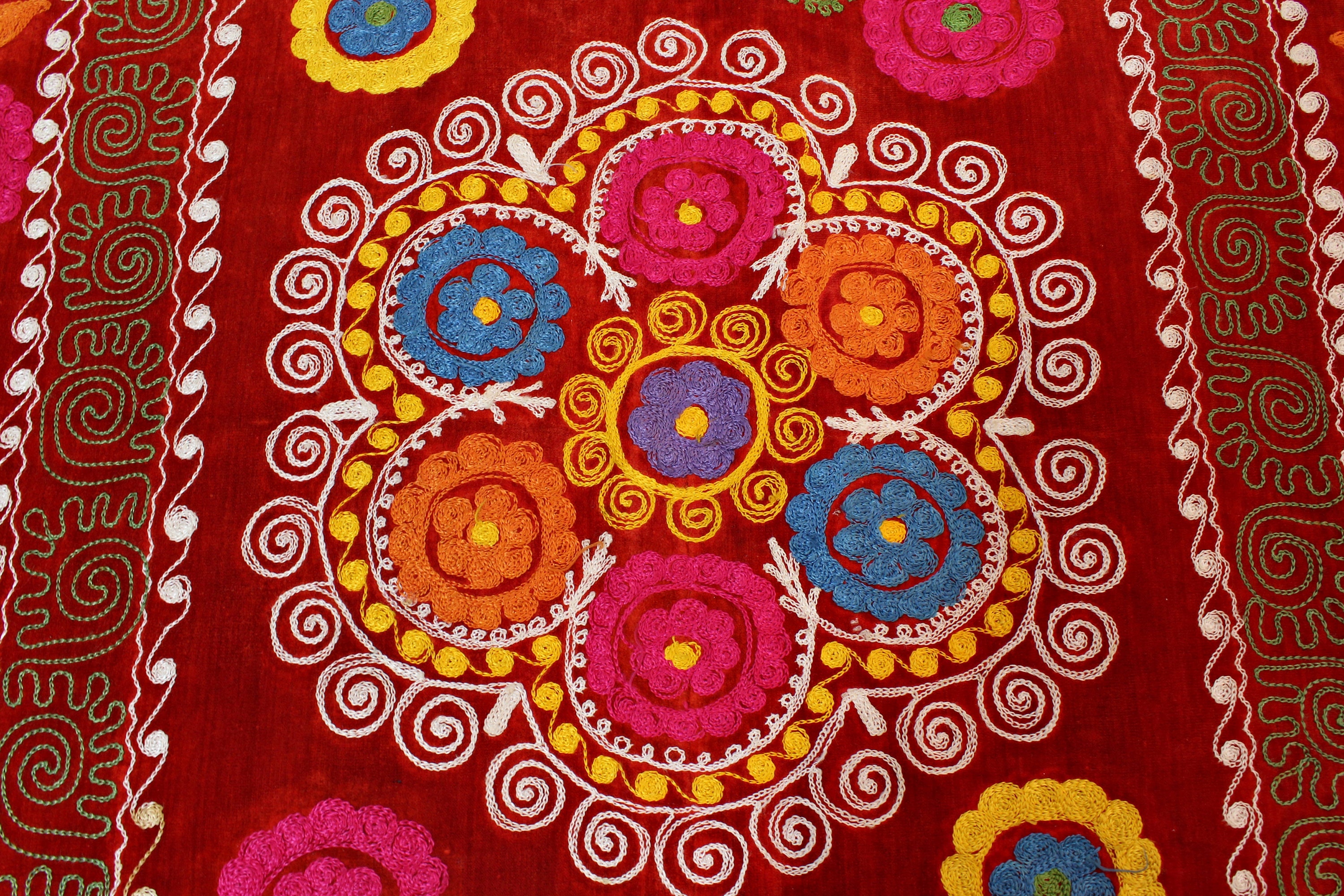 Uzbek Red Velvet Suzani Panel,tapesry Wall Hanging,embroidered Suzani ...