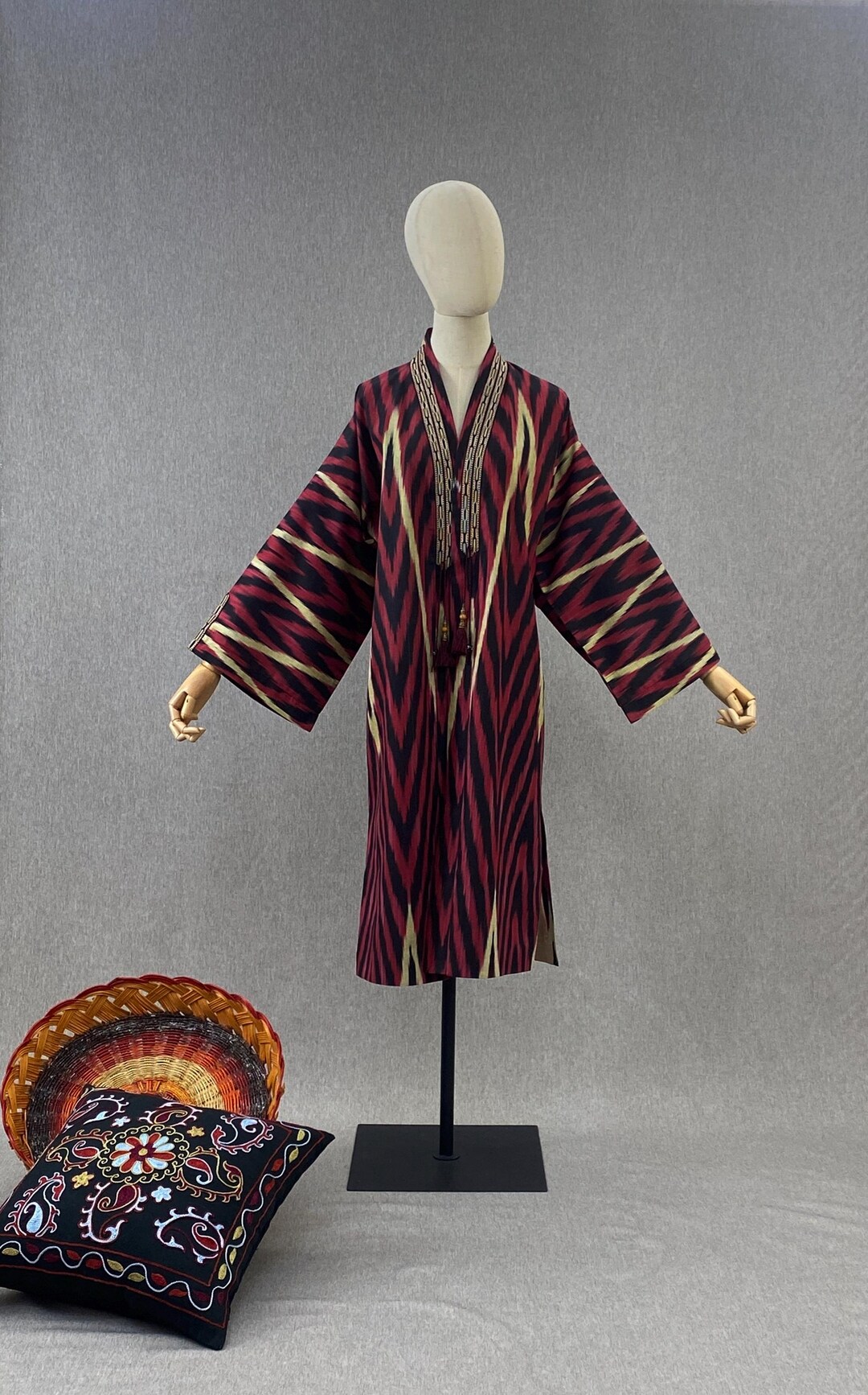 Uzbek Ikat Chapan,handmade Coat,cotton Kimono,tribal Dress Cape,boho ...
