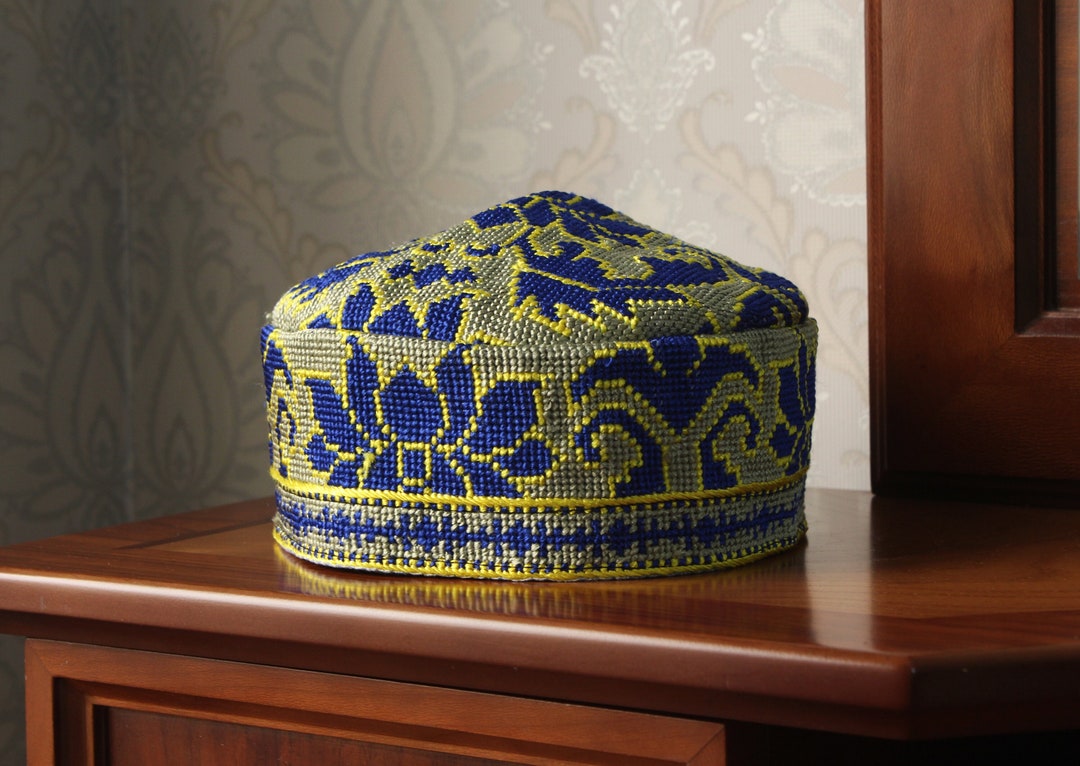 Uzbek Embroidered Skull-cap Hat 23.5"/60cm/ethnic Kufi Hat/handmade ...
