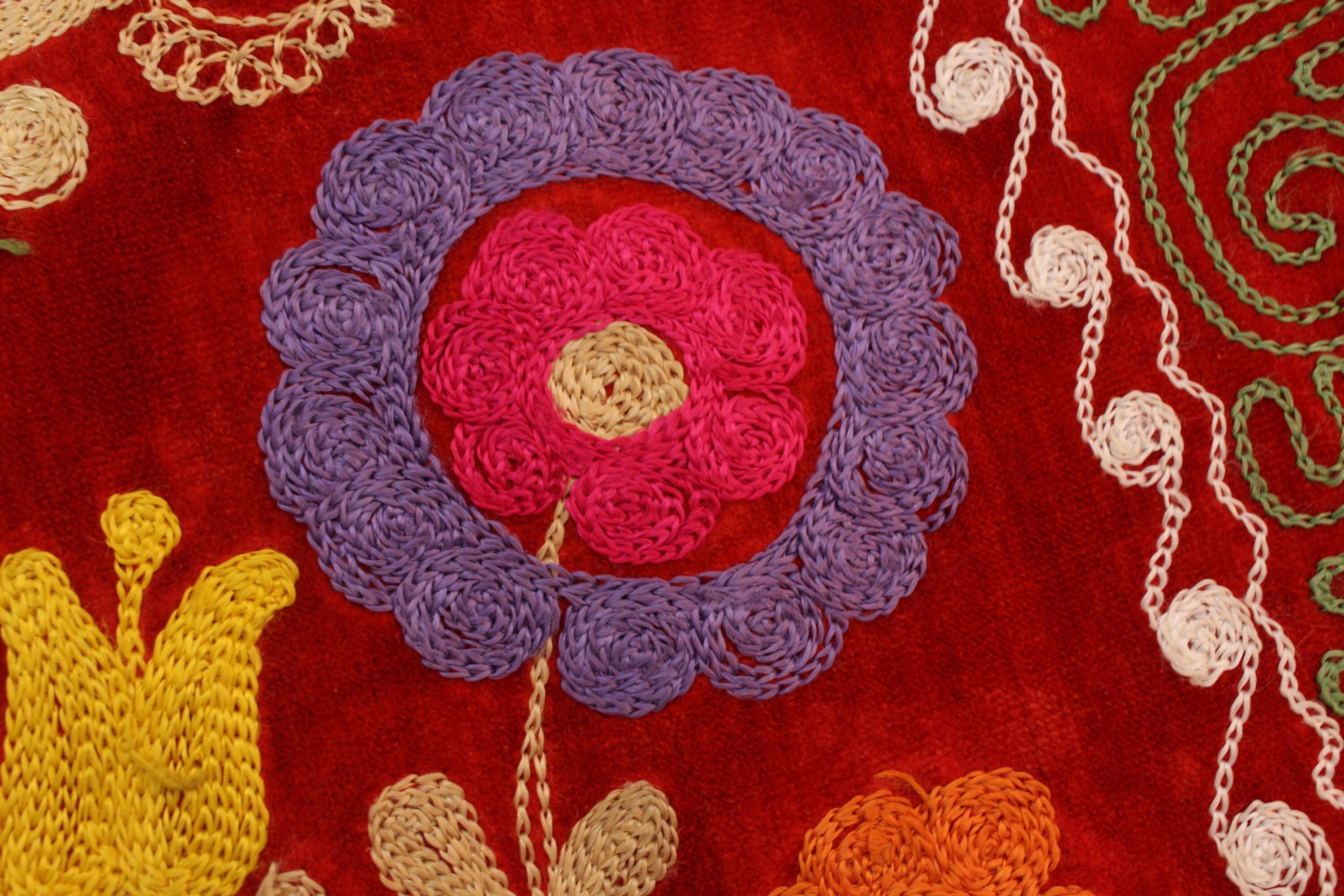 Uzbek Red Velvet Suzani Panel,tapesry Wall Hanging,embroidered Suzani ...