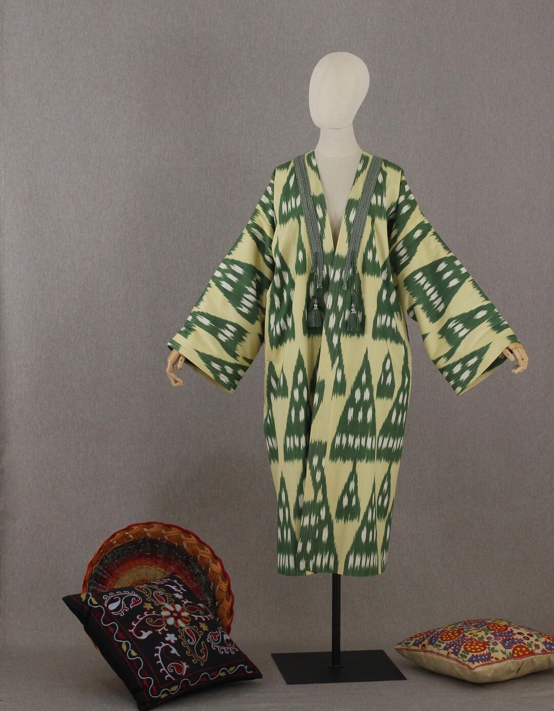 Handmade Uzbek Cotton Ikat Chapan | Ethnic Kaftan Kimono Robe | Unisex ...