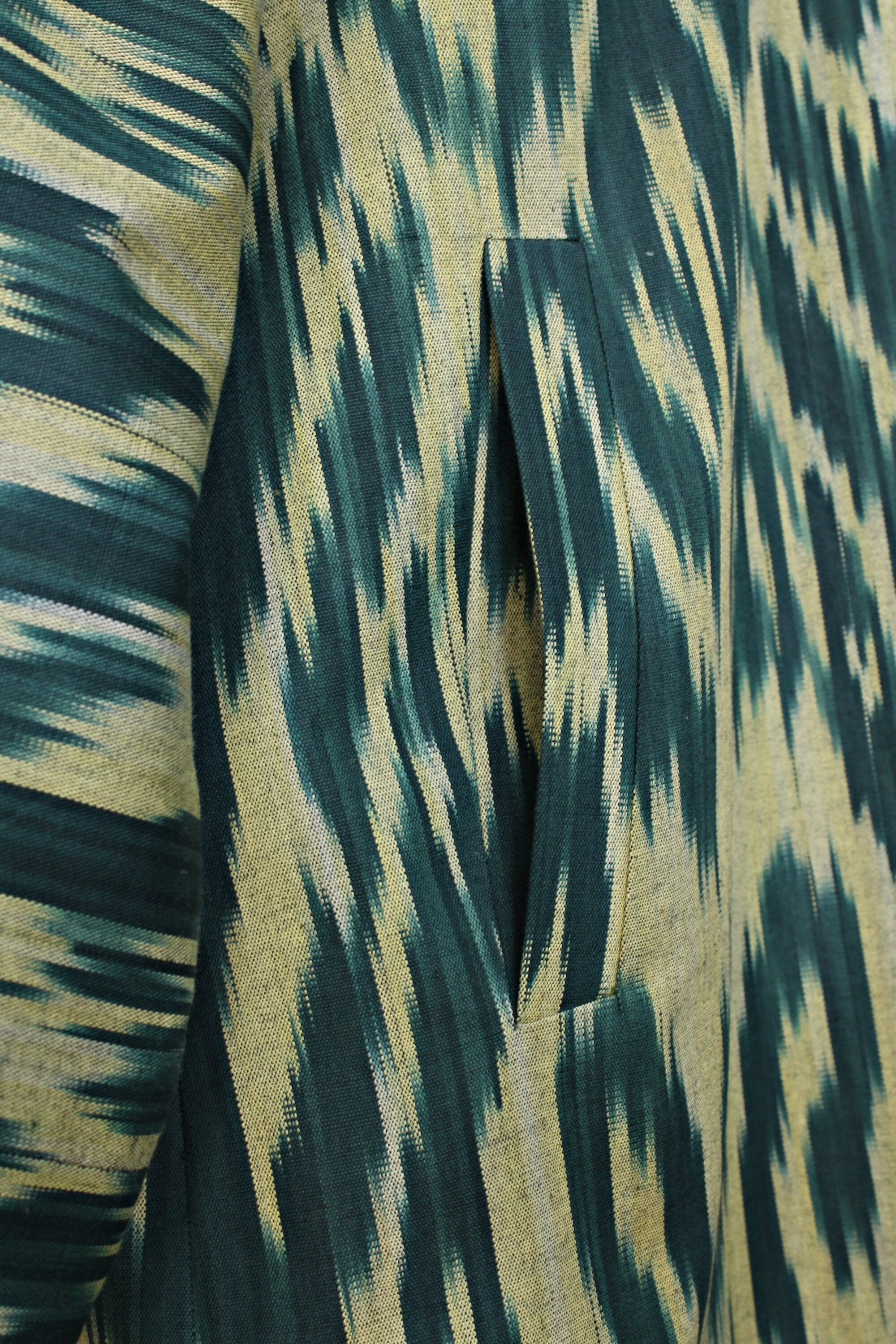 Green Ikat Chapan,bohemian Kaftan Cape,handmade Robe,uzbek Kimono,boho ...