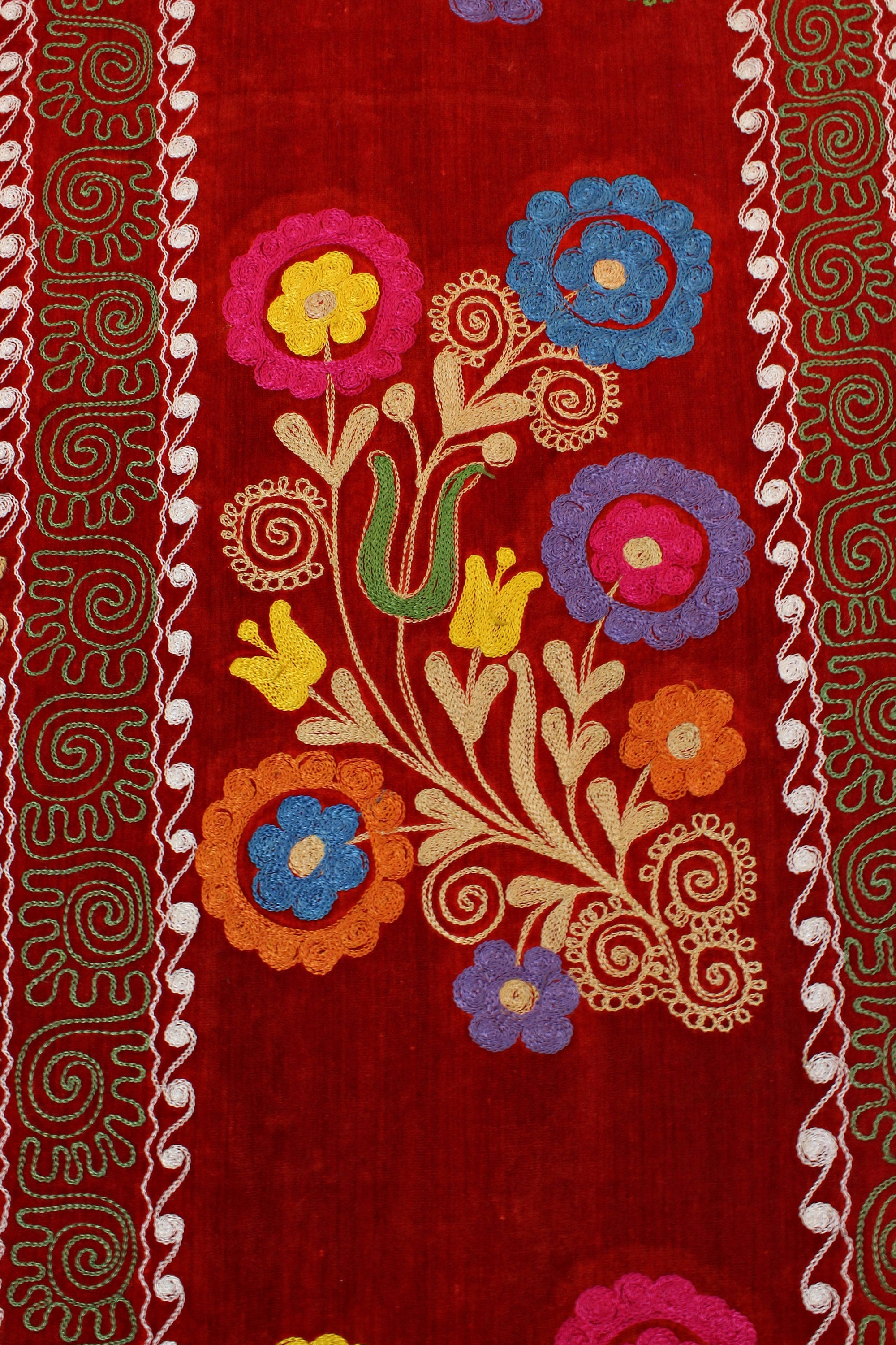 Uzbek Red Velvet Suzani Panel,tapesry Wall Hanging,embroidered Suzani ...