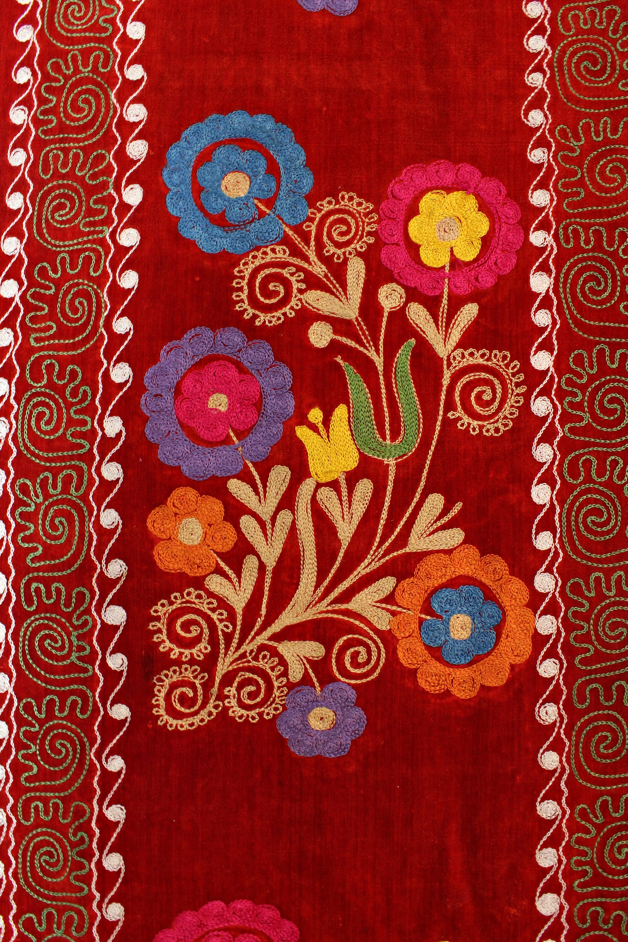 Uzbek Red Velvet Suzani Panel,tapesry Wall Hanging,embroidered Suzani ...