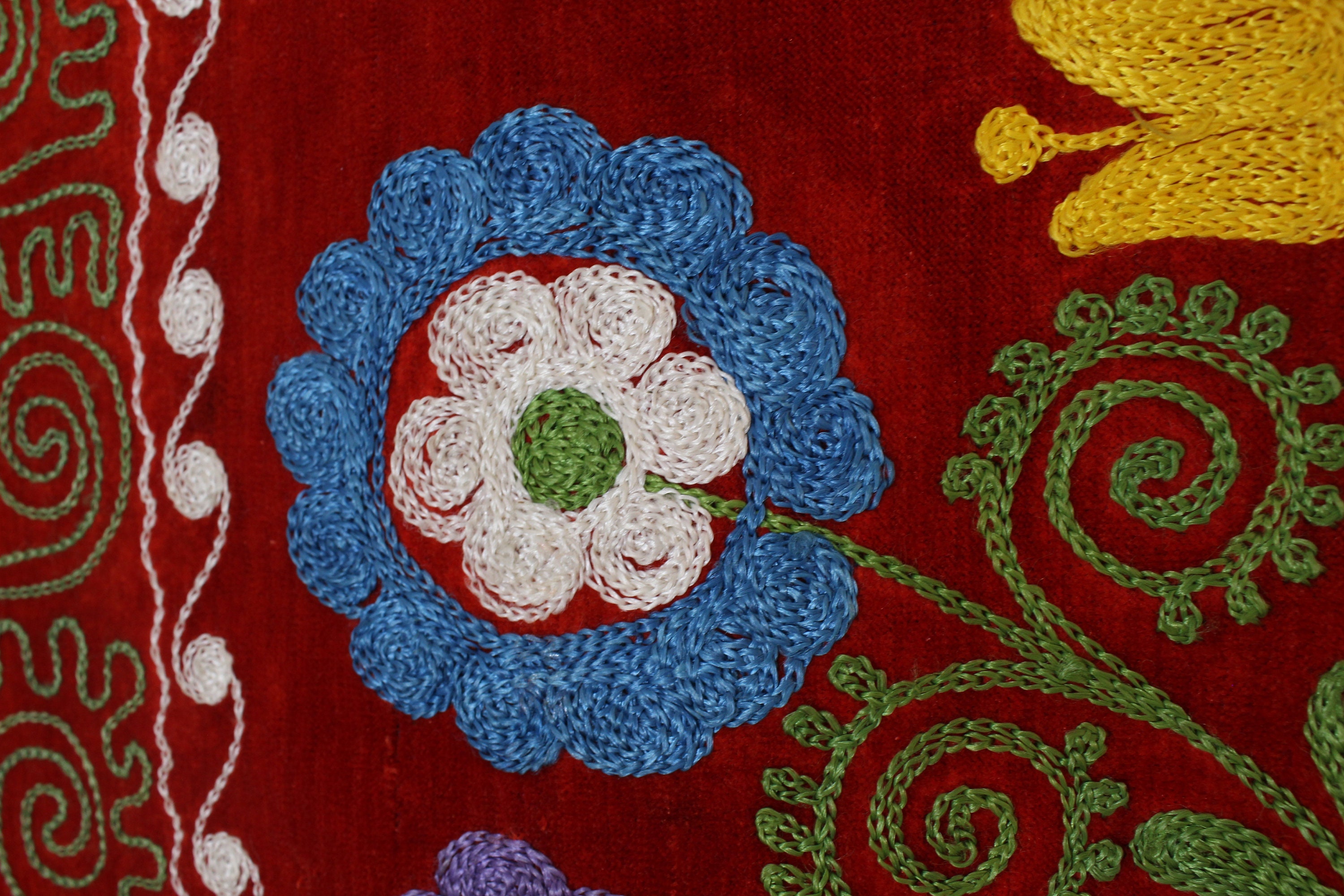 Uzbek Red Velvet Suzani Panel,tapesry Wall Hanging,embroidered Suzani ...