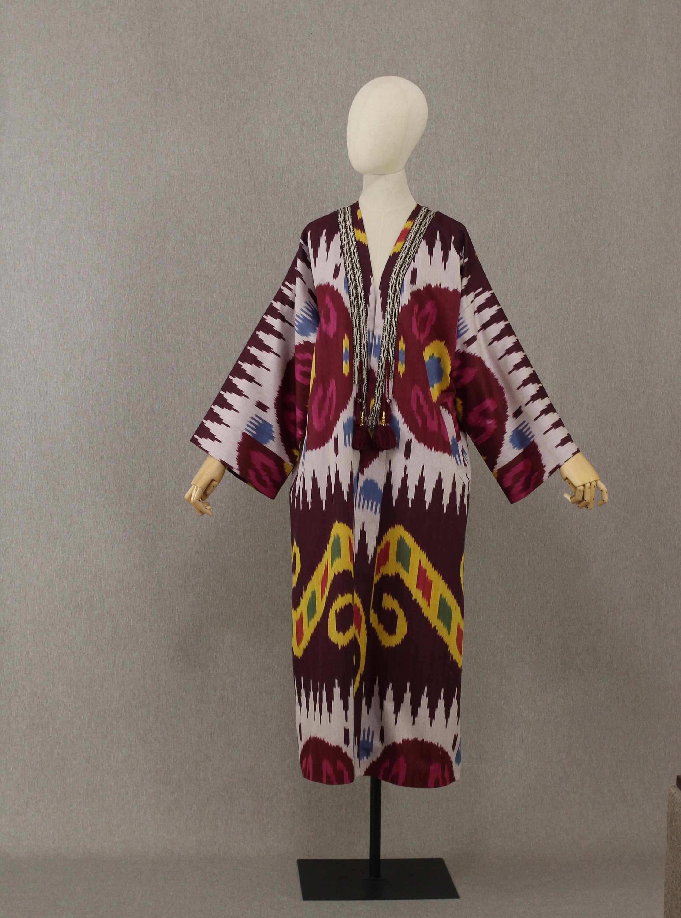 Uzbek Ikat Chapan,cotton Unisex Kaftan,red Boho Kimono,ethnic Abaya ...