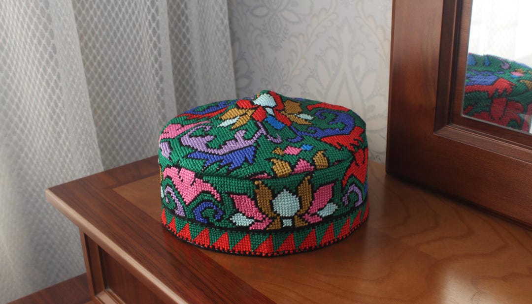 Hand Embroidered Skull-cap (23.2"/59cm)/uzbek Traditional Cap/ethnic ...