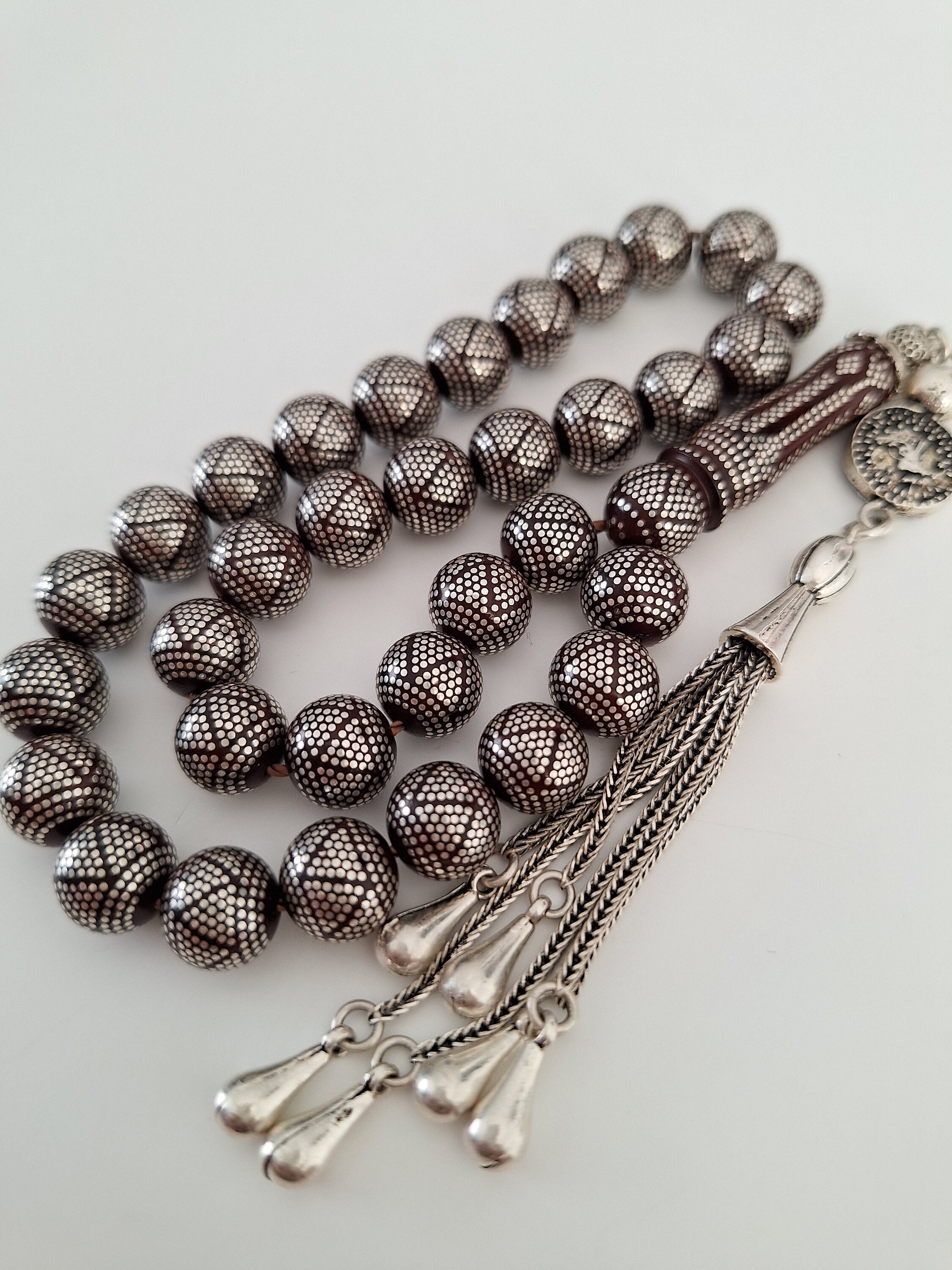 Collectible Kuka Tasbih, Silver Design Coca Tree Rosary, Kuka Wood ...