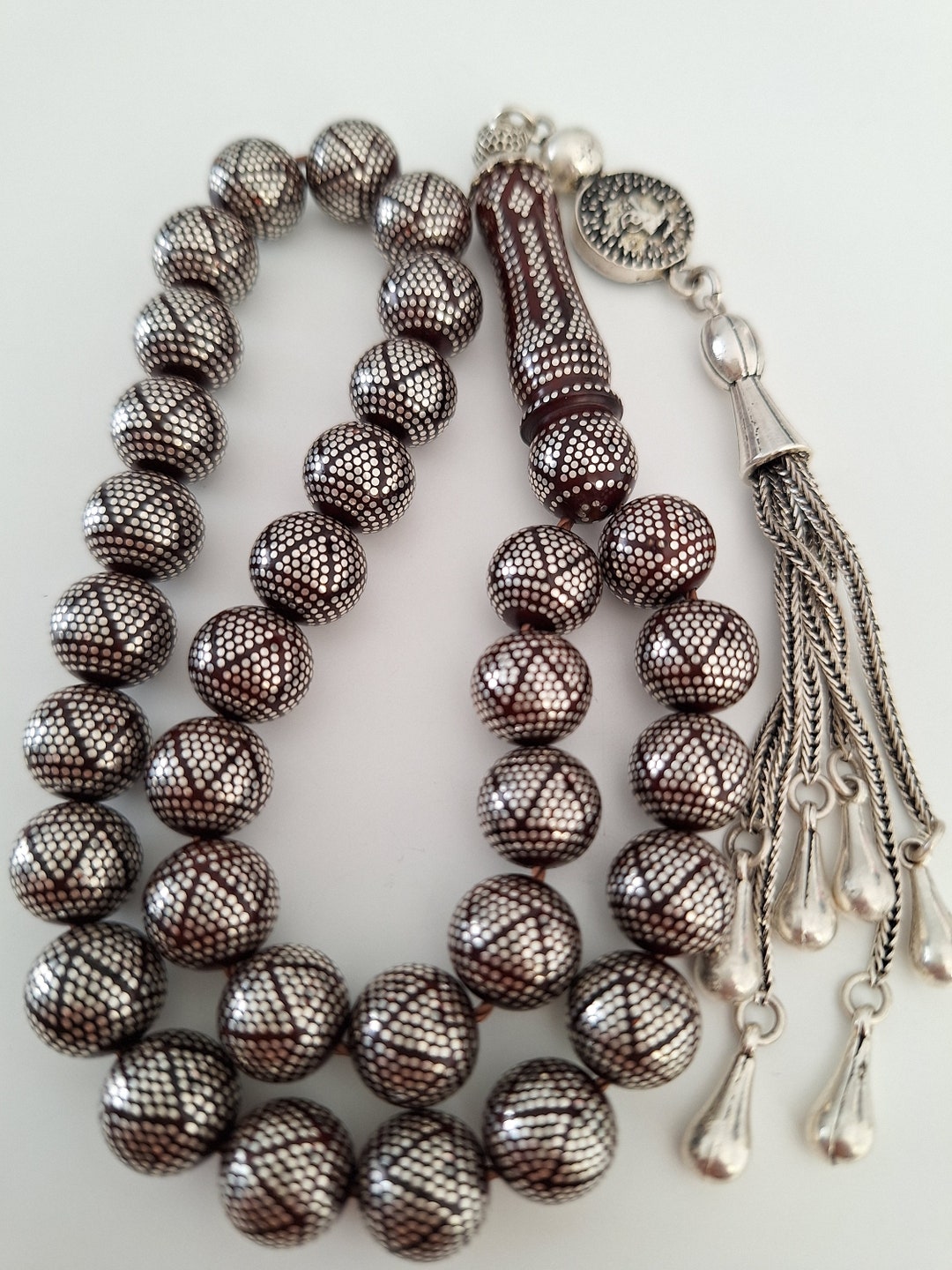 Collectible Kuka Tasbih, Silver Design Coca Tree Rosary, Kuka Wood ...