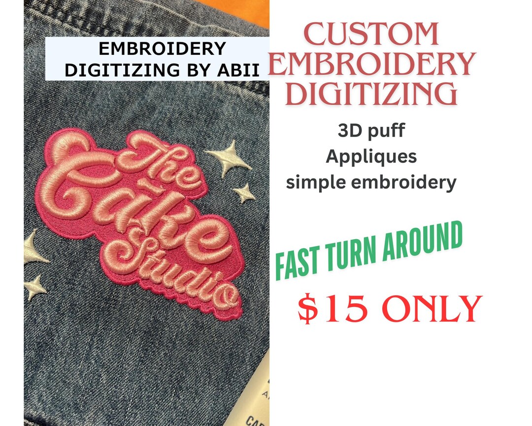 Custom Embroidery Digitizing Service – 3D Puff, Appliqué Designs - Etsy