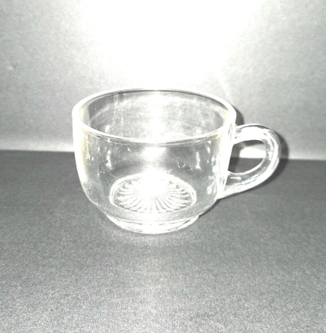 Vintage EAPG Clear Glass Punch Cup Starburst Base Applied Handle ...