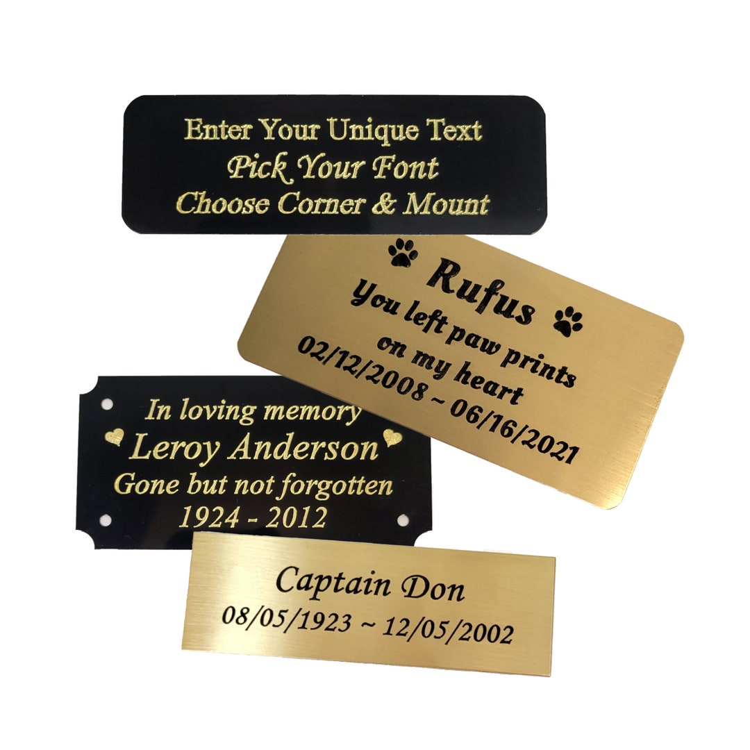 Custom Engraved Brass Plate - 3"x1" or 4"x2" - Memorial Plaque, Name ...