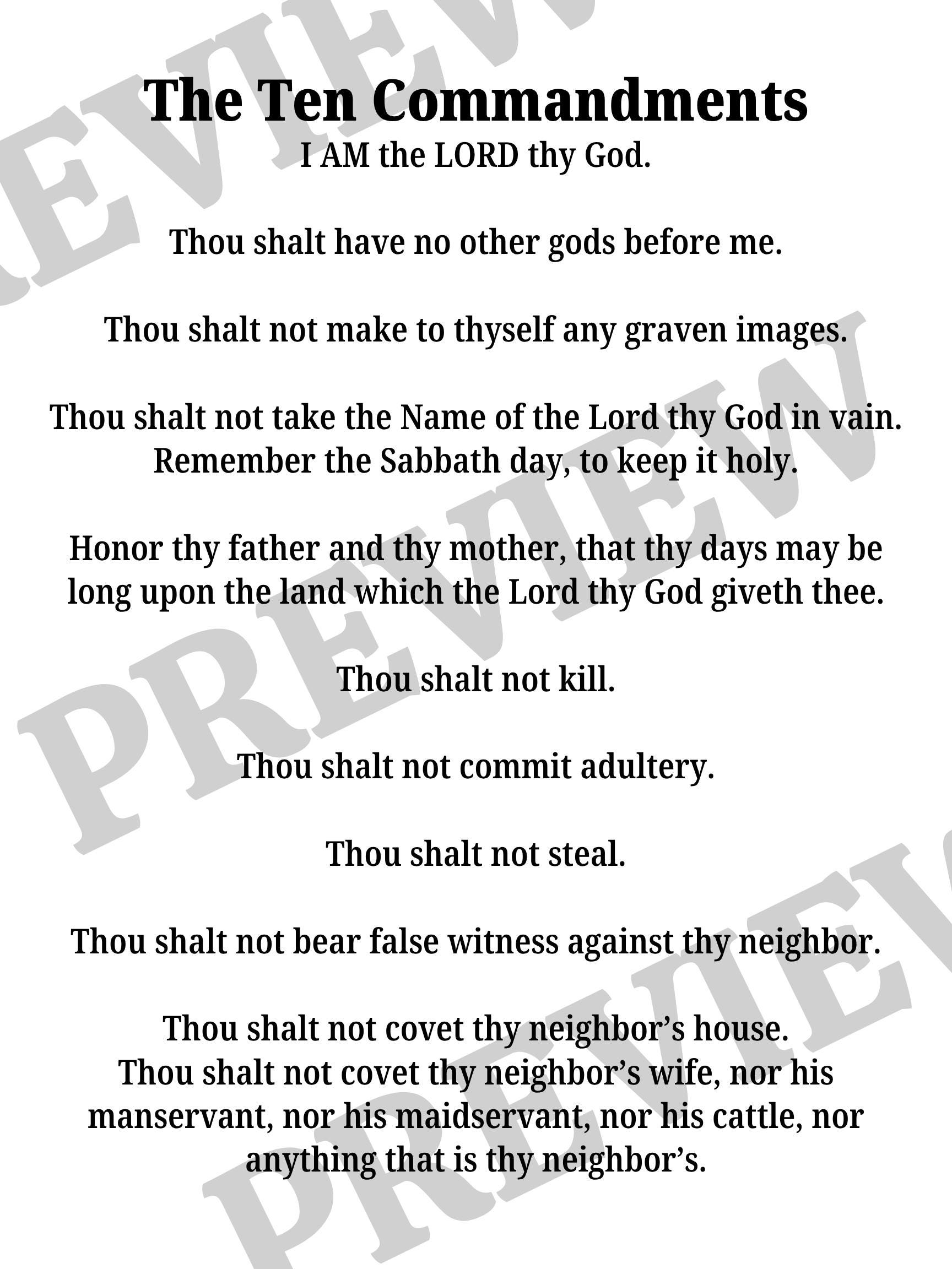 Texas Classroom Ten Commandments Poster – Compliant With Senate Bill 10 ...