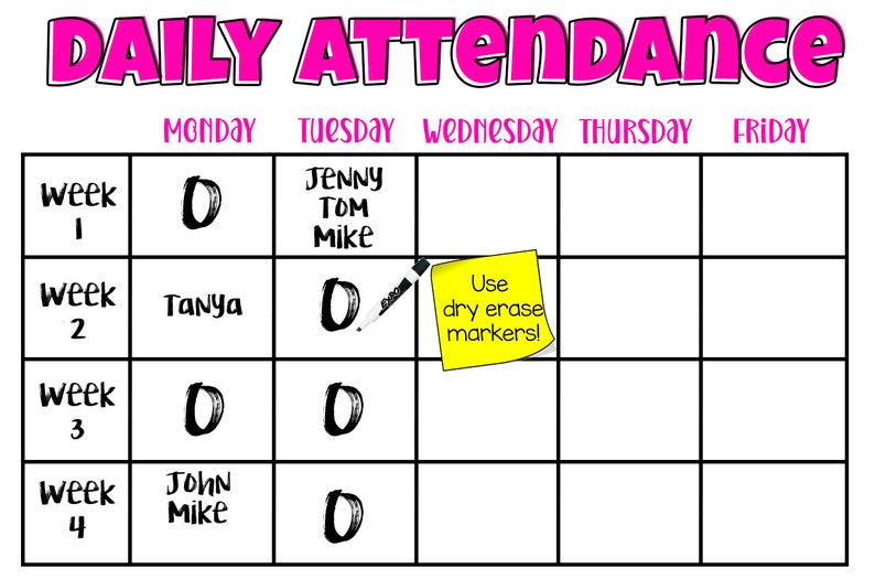 Daily Attendance Chart, Anchor Chart, Class Period, Poster, Education ...