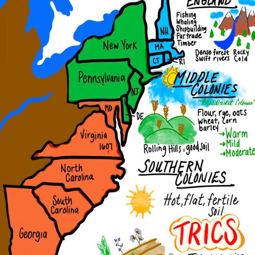 13 Original Colonies Regions Climate Geography Economy - Etsy