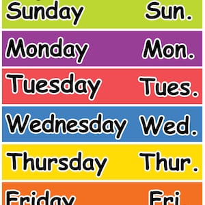 Days of the Week, Elementary, Posters, Learning, Preschool, Posters ...