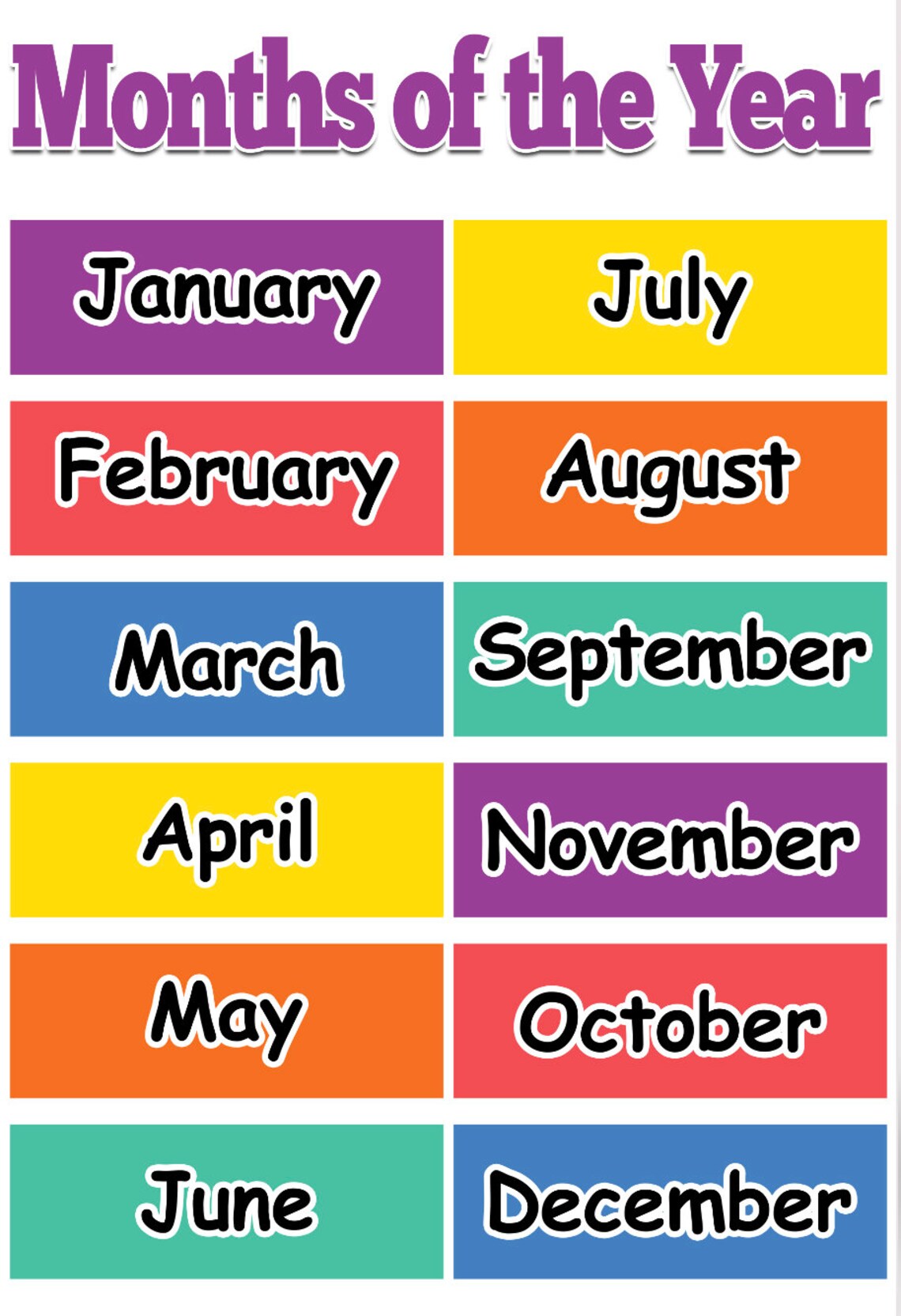 Months of the Year, Elementary, Posters, Learning, Preschool, Posters ...