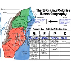 13 Colonies, New England, Middle, Southern, Geography, United States ...