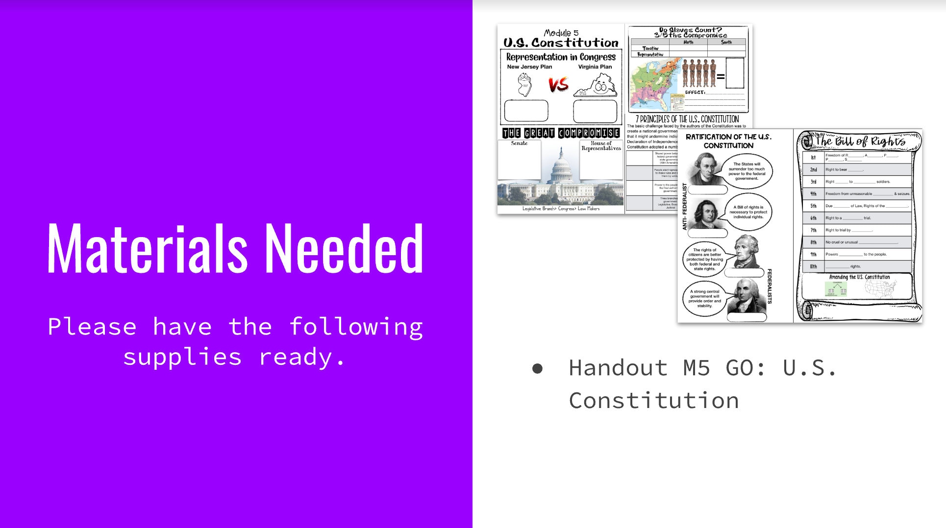 Video Lessons: Module 5 U.S. Constitution, Google Slides, Video Link ...