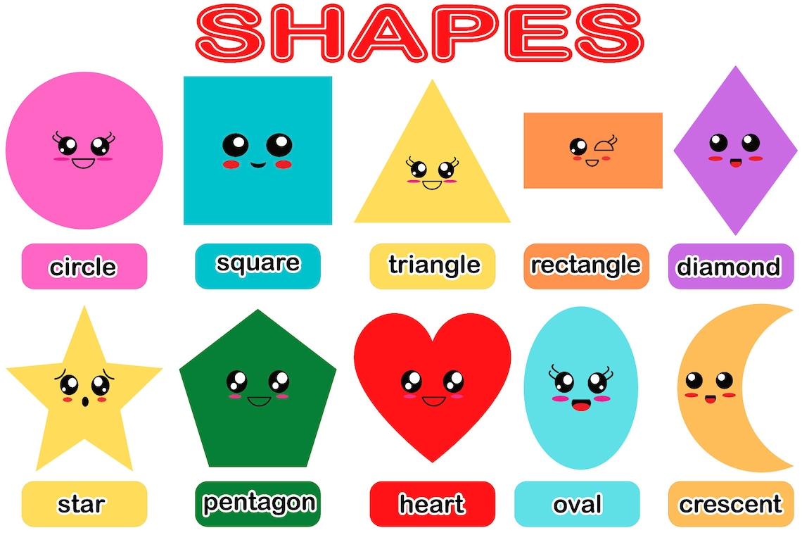 Shapes, Preschool, Anchor Chart, Poster, Elementary, School, Laminated ...