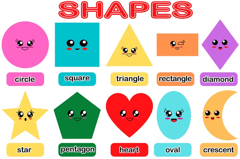 Shapes, Preschool, Anchor Chart, Poster, Elementary, School, Laminated ...