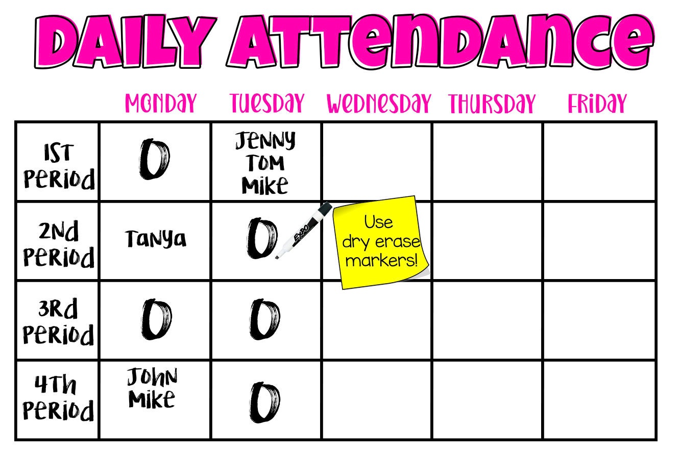 Daily Attendance Chart, Anchor Chart, Class Period, Poster, Education ...