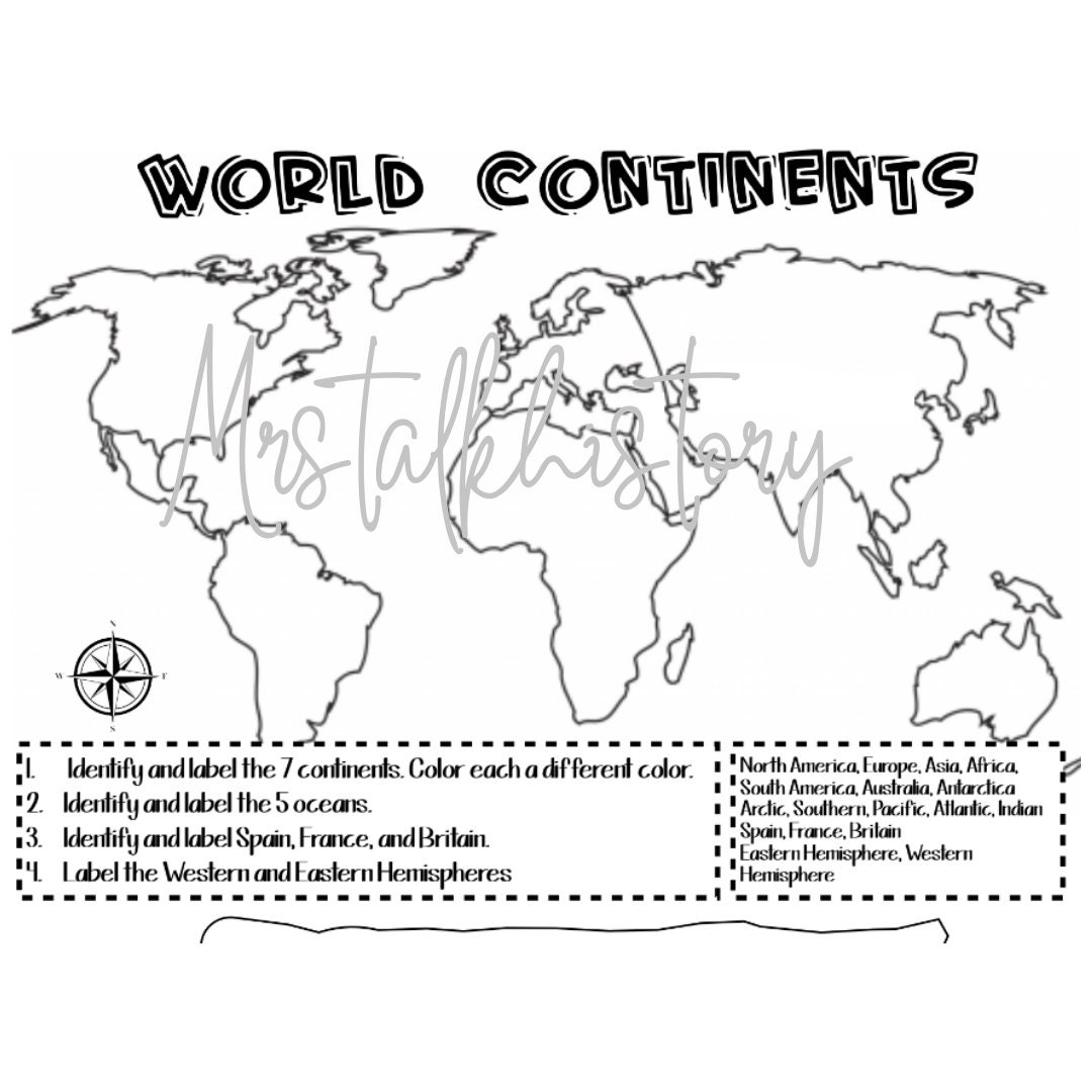 World Continents, Geography, Social Studies, Student Handouts, Key ...