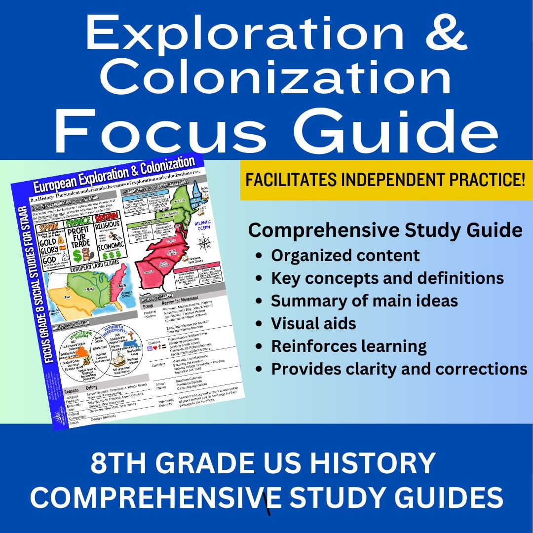 Exploration & Colonization, Study Guide, Laminated Student Handouts ...