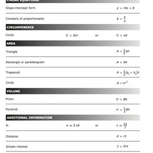 Math, STAAR, 7th Grade, Reference Chart, Poster, Anchor Chart, Middle ...
