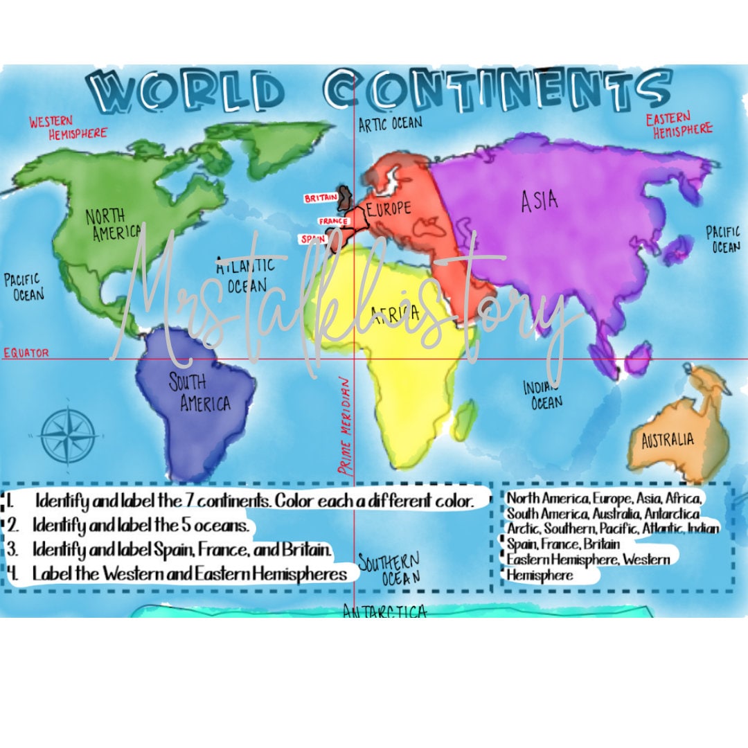World Continents, Geography, Social Studies, Student Handouts, Key ...