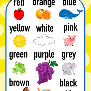 Colors, Anchor Chart, Poster, Elementary, School, Laminated - Etsy