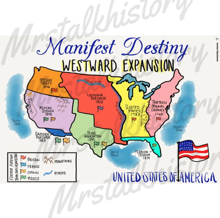 Manifest Destiny Westward Expansion Map