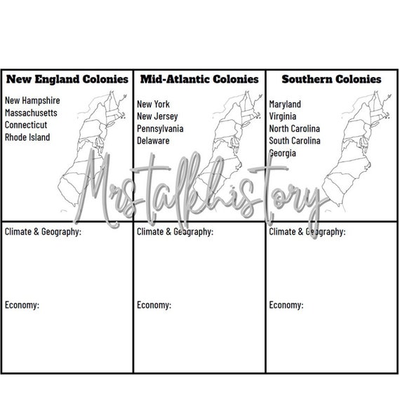 Southern Colonies Blank Map
