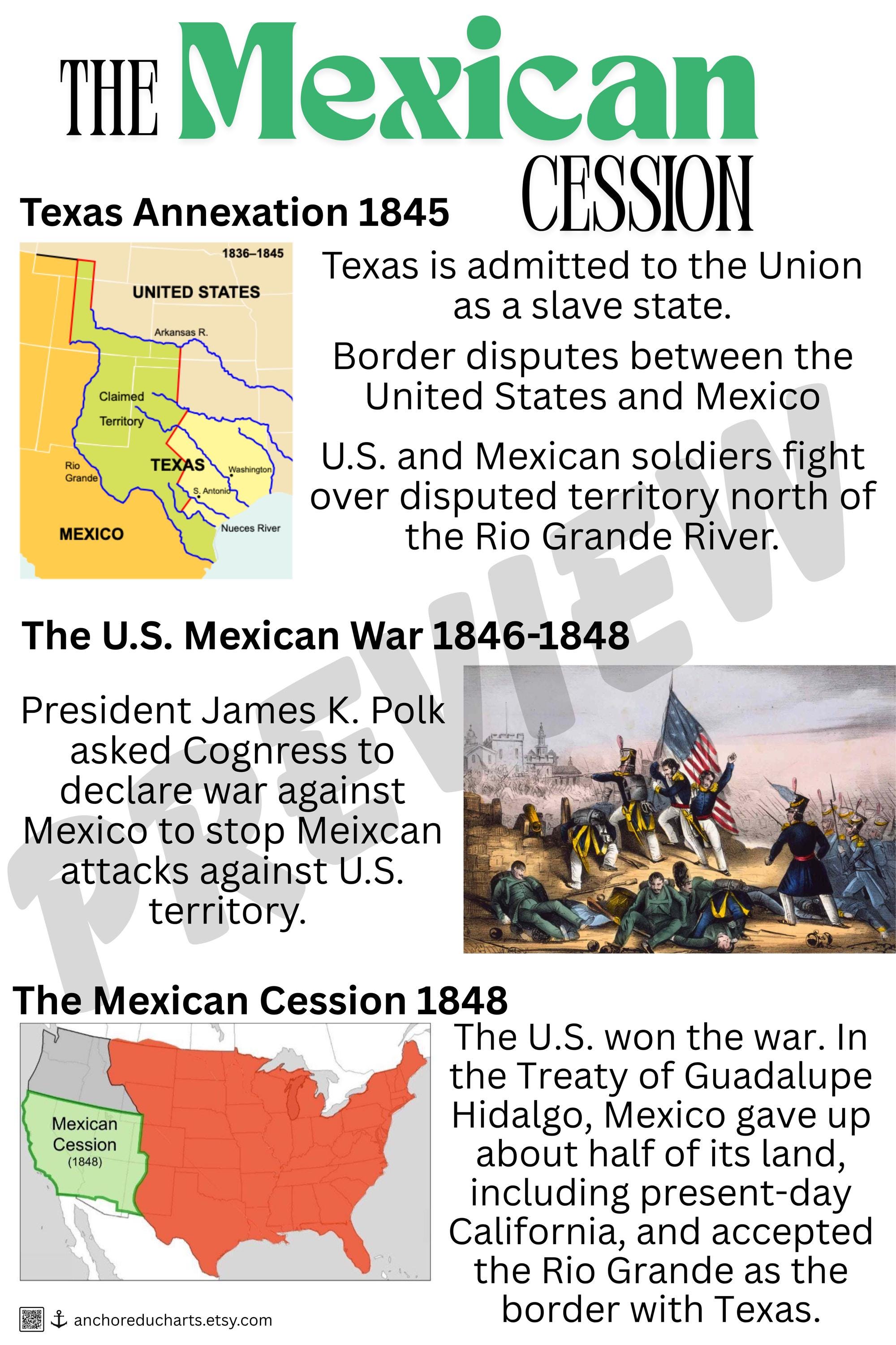 Mexican Cession, U.S. Mexican War, Treaty of Guadalupe Hidalgo ...