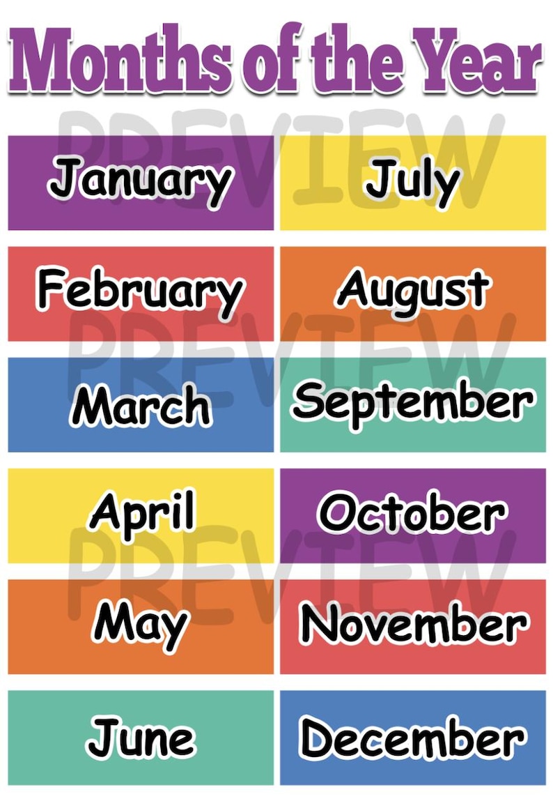 Months of the Year, Elementary, Posters, Learning, Preschool, Posters ...