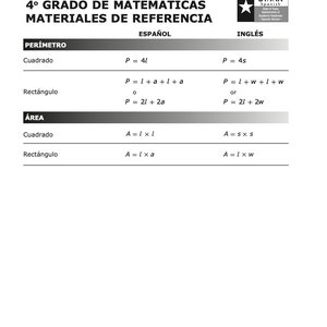 Math, STAAR, 4th Grade, Spanish, Reference Chart, Poster, Anchor Chart ...