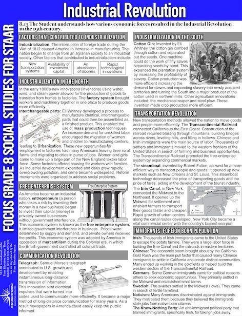 Industrial Revolution, Social Studies, Comprehensive, Study Guide ...
