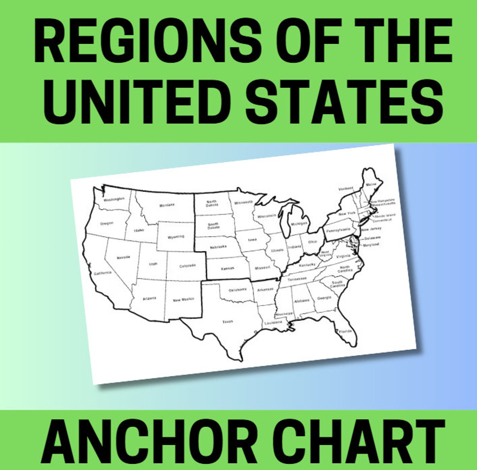 Regions of the United States, Map, Printable, Regions, STAAR, Map, U.S ...