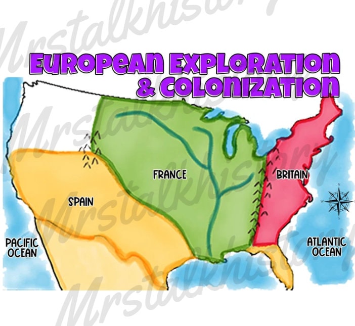 Exploration, Colonization, France, Spain, Britain, Gold, Glory, God U.S ...