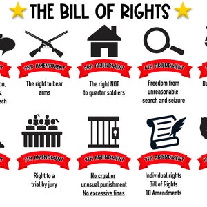 The Bill of Rights, 10 Amendments, U.S. Constitution, Freedoms, Social ...